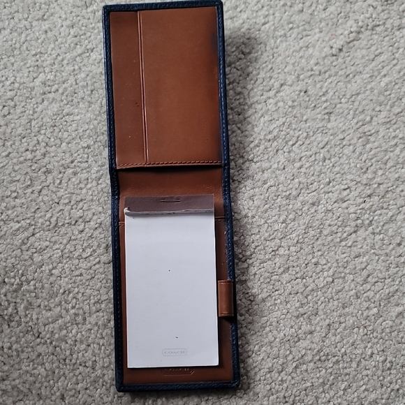 Coach | Accessories | Coach Brown And Blue Leather Notepad Holder ...